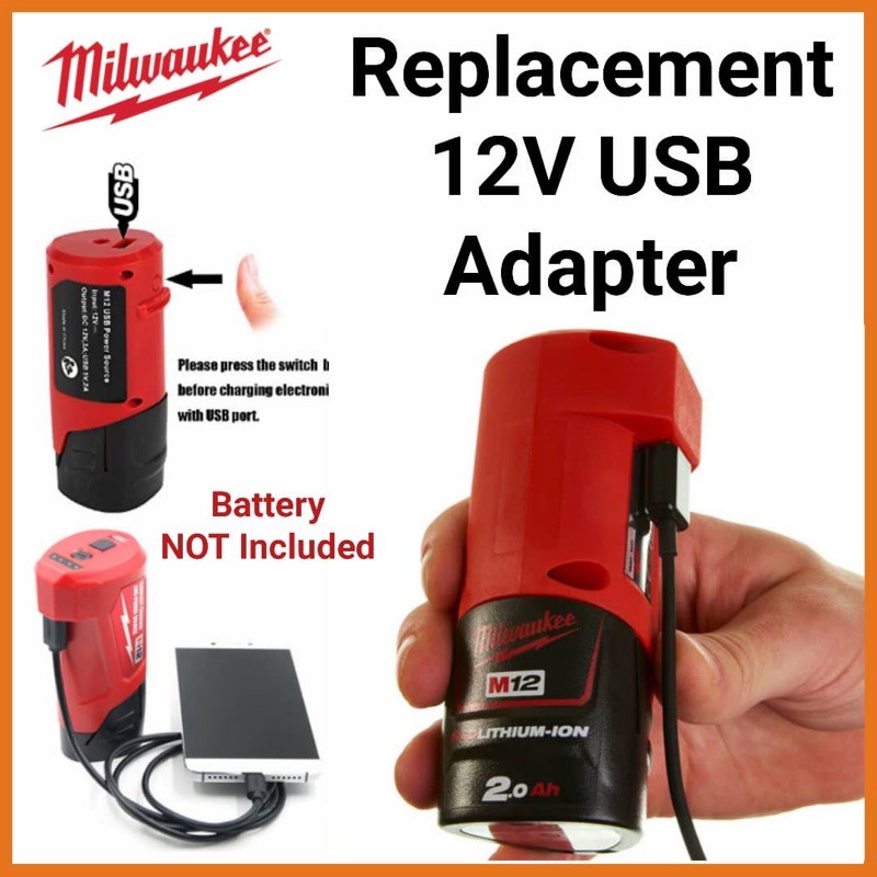 MILWAUKEE REPLACEMENT 12V USB ADAPTER CHARGER | Shopee Malaysia