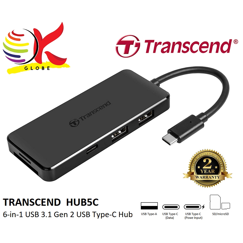 TRANSCEND TS-HUB5C 6IN1 TYPE-C CONVERTER USB 3.1 GEN 2 USB HUB PORT ...