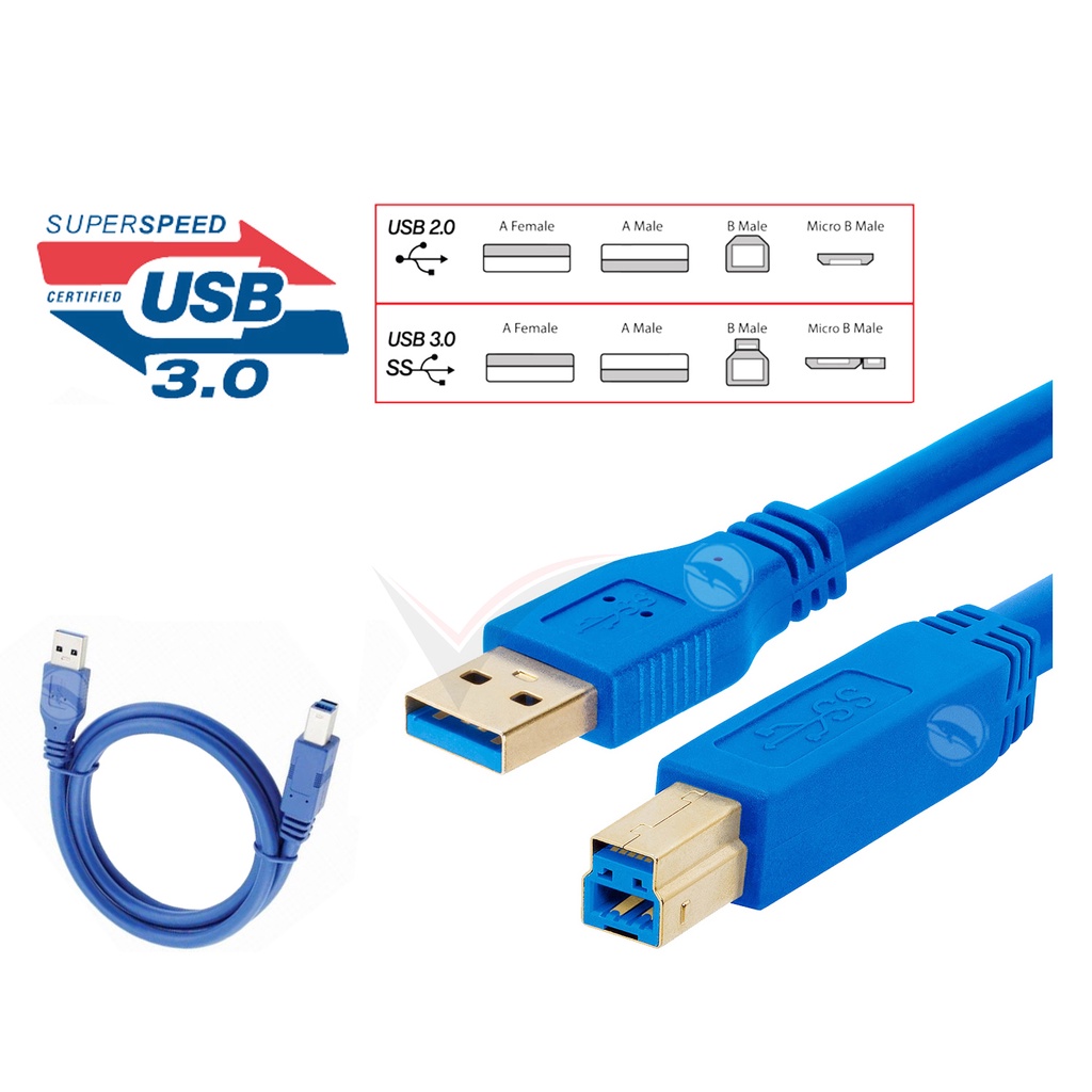 Vstech USB 3.0 Printer Cable Type A Male to Type B Male USB Cable (1M/1 ...