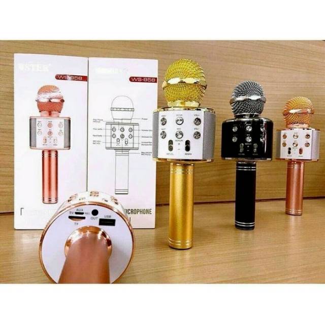 Mic KARAOKE WS 858 BLUETOOTH WIRELESS PORTABLE SPEAKER | Shopee Malaysia