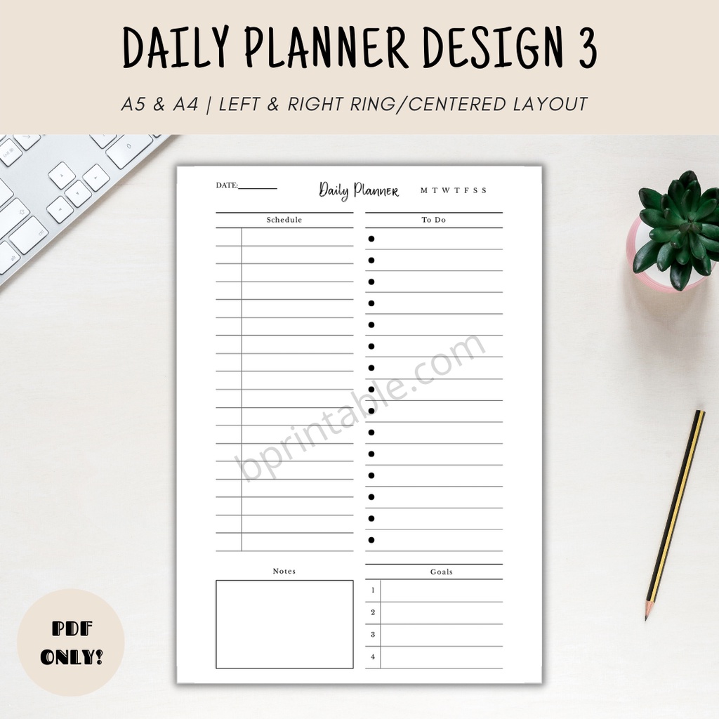 [PDF] Daily Planner Design 3 Template Journal Printable Planner PDF ...
