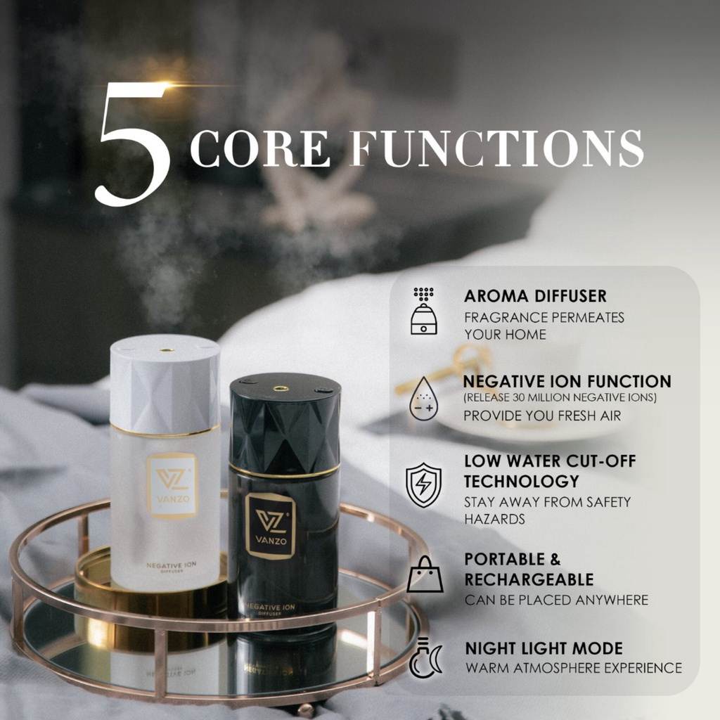 VANZO Negative Ion Aroma Diffuser 250ml (Black / White) | Shopee Malaysia