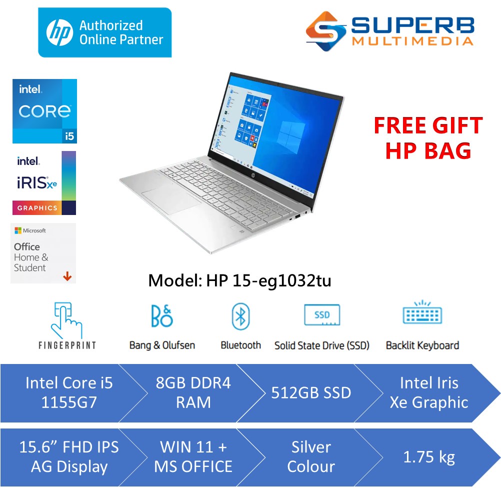 HP Pavilion 15-eg1032tu Laptop (E-Wallet RM80) (Intel Core i5 1155G7 ...