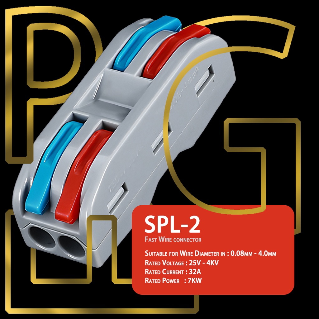 SPL2 Fast Wire Connector Dual Color Red Blue Reusable Spring Terminal 2 ...