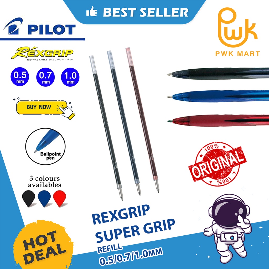 Pilot Supergrip Rexgrip Ball Point Pen (REFILL) 0.7 mm / 1.0mm (1's)🔥 ...
