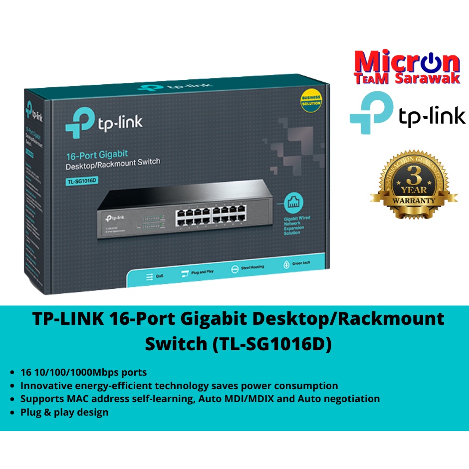 TP-LINK TL-SG1016D 16-Port Gigabit Desktop/Rackmount Switch | Shopee Malaysia
