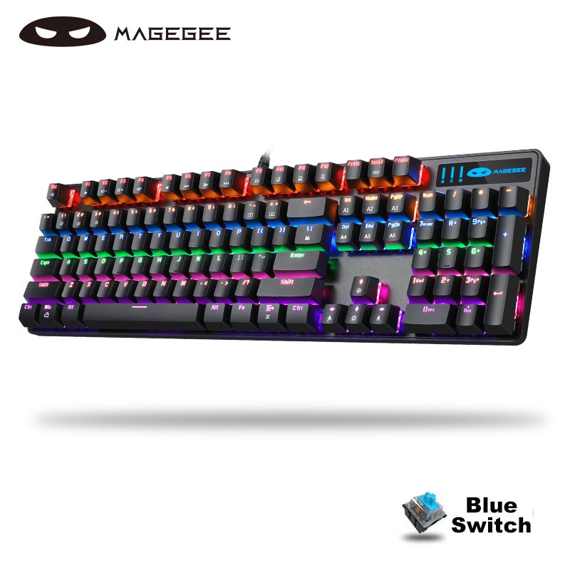 MageGee Mechanical Gaming Keyboard Blue/Red Switch 104 Keys Wired LED Backlit Anti-Ghosting ...
