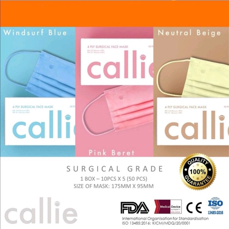 Callie 4 Ply Surgical Disposable Adult Face Mask | Shopee Malaysia