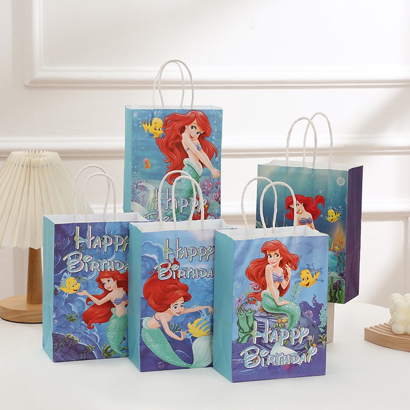 Disney Mermaid Ariel Paper Bag Candy Gift Packaging Bag Kids Little ...