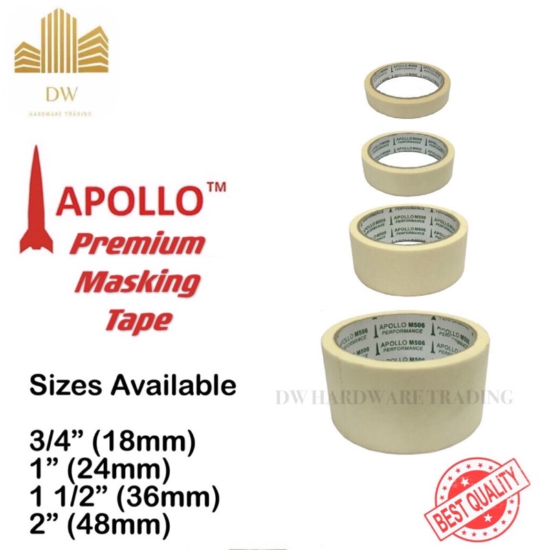 🔥Ready Stock🔥Apollo M506 Masking Tape 18Yd(18mm/24mm/36mm/48mm ...