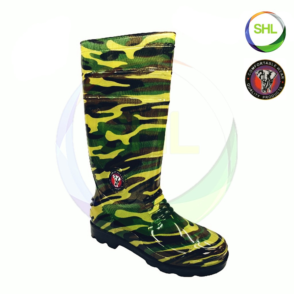 Original Gajah Brand High Quality 3-5000 Long Army Rubber Boot Kasut ...