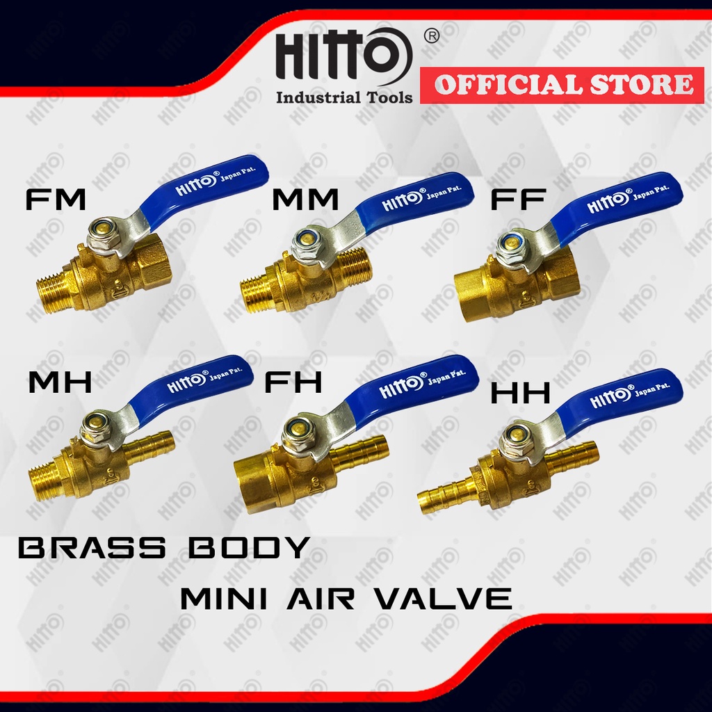 [ HITTO ] 1/4" Brass Mini Ball Valves Male Female Thread Hose Water Oil ...