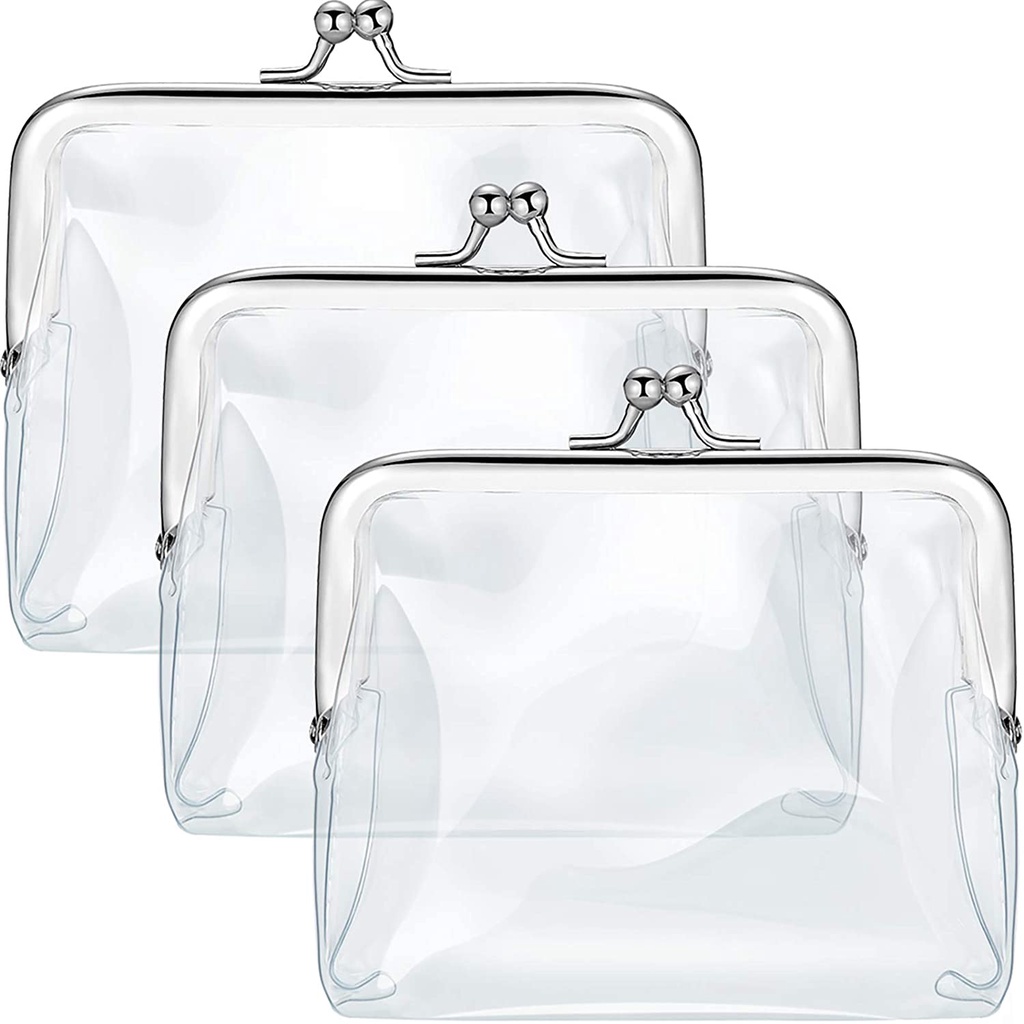 3 Pieces Clear Coin Purse for Women Kiss Lock Coin Purse Transparent ...