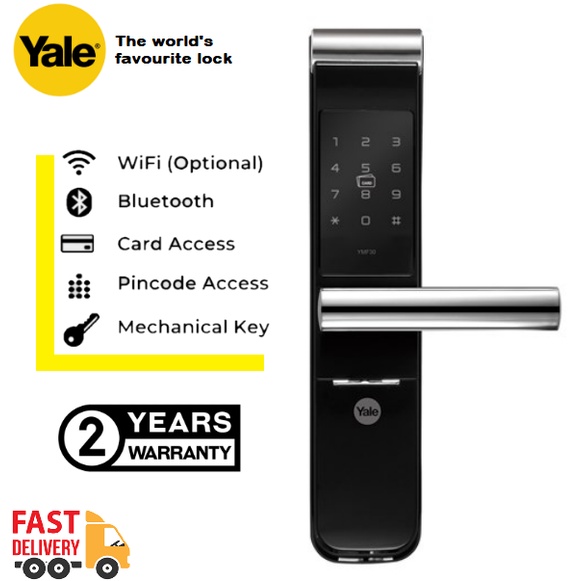 YALE YMF30+ Digital Door Lock / YMF 30+ / RFID Card, Passcode, Mechanical Key, Bluetooth, WiFi ...