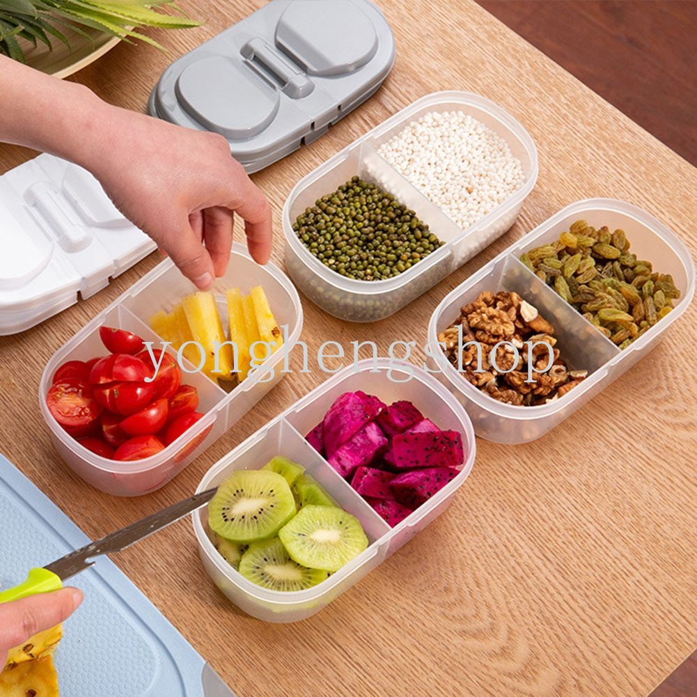 Dual-slot Food Storage Box with Cover Refrigerator Food Preservation ...