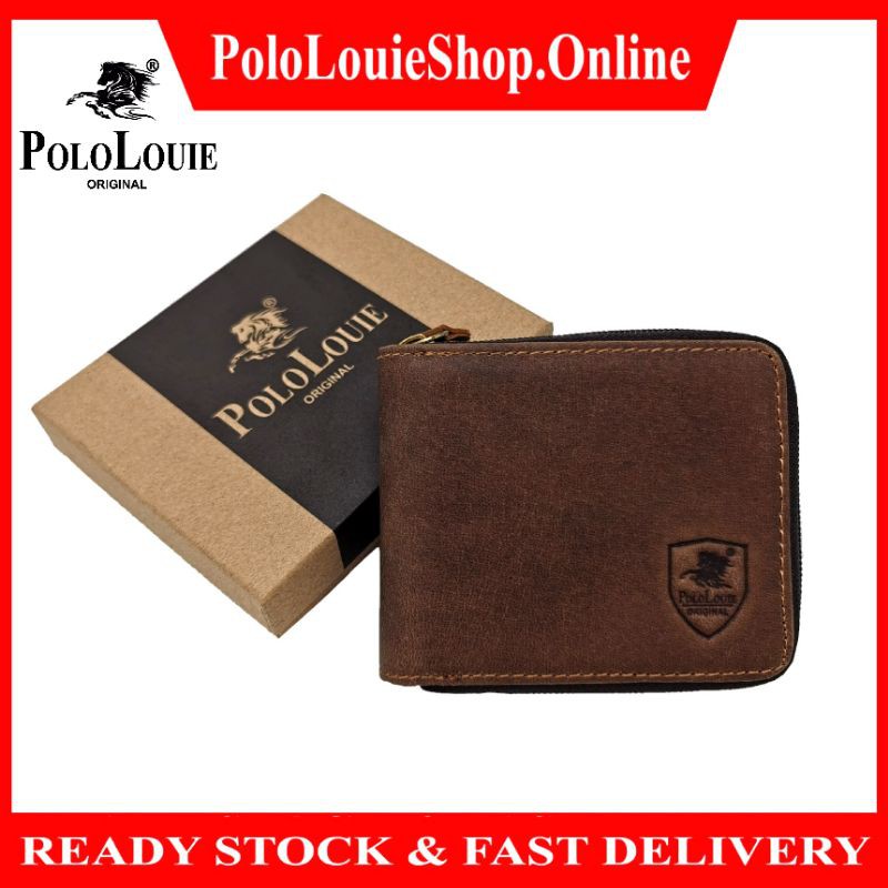 Original Polo Louie Men Premium Genuine Cow Leather Full Zip Wallet ...