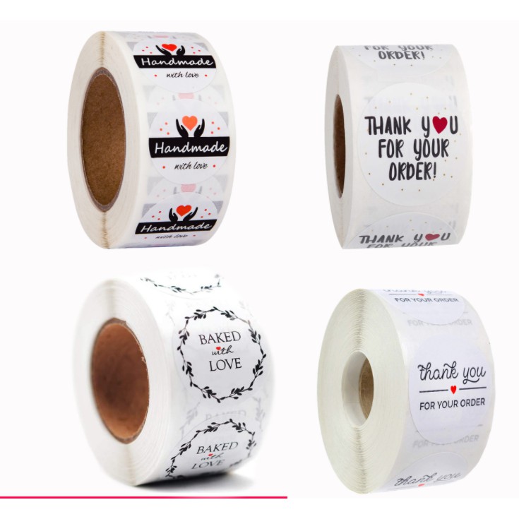 500pcs/roll Sticker Thank You stickers Seal Label sticker kuih raya ...