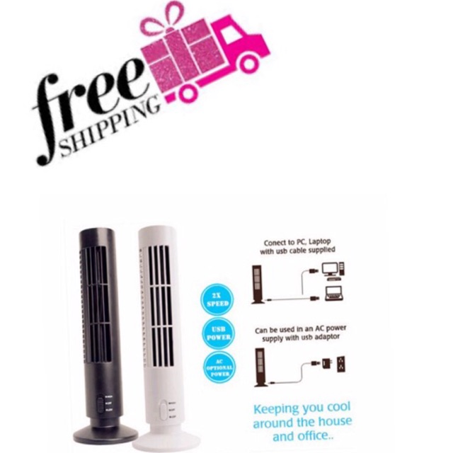 40% OFF USB Tower Shape Blade Desk No Leaf Table Fan Conditioner ...