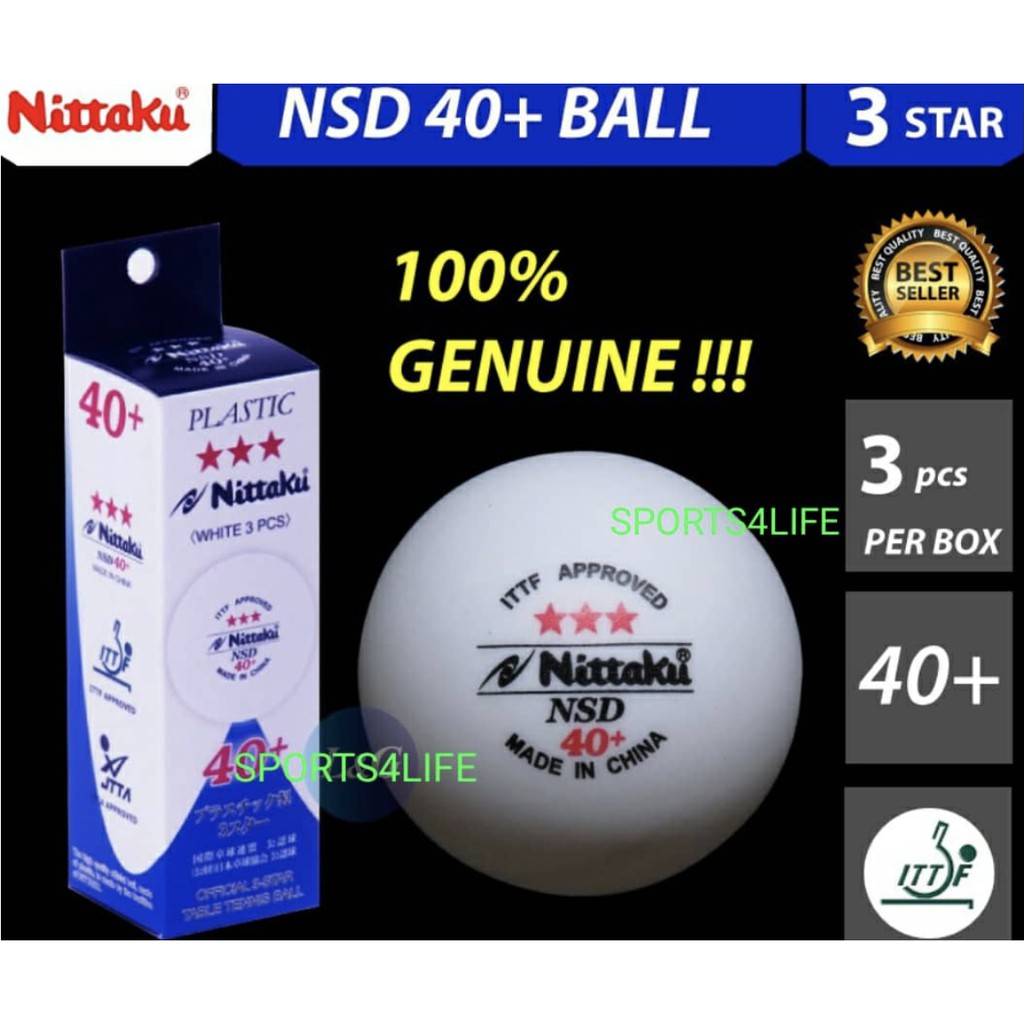 [100% Original] Nittaku Ball 3-Star NSD 40+ Official Table Tennis Ball Bola Ping Pong Original 3 ...