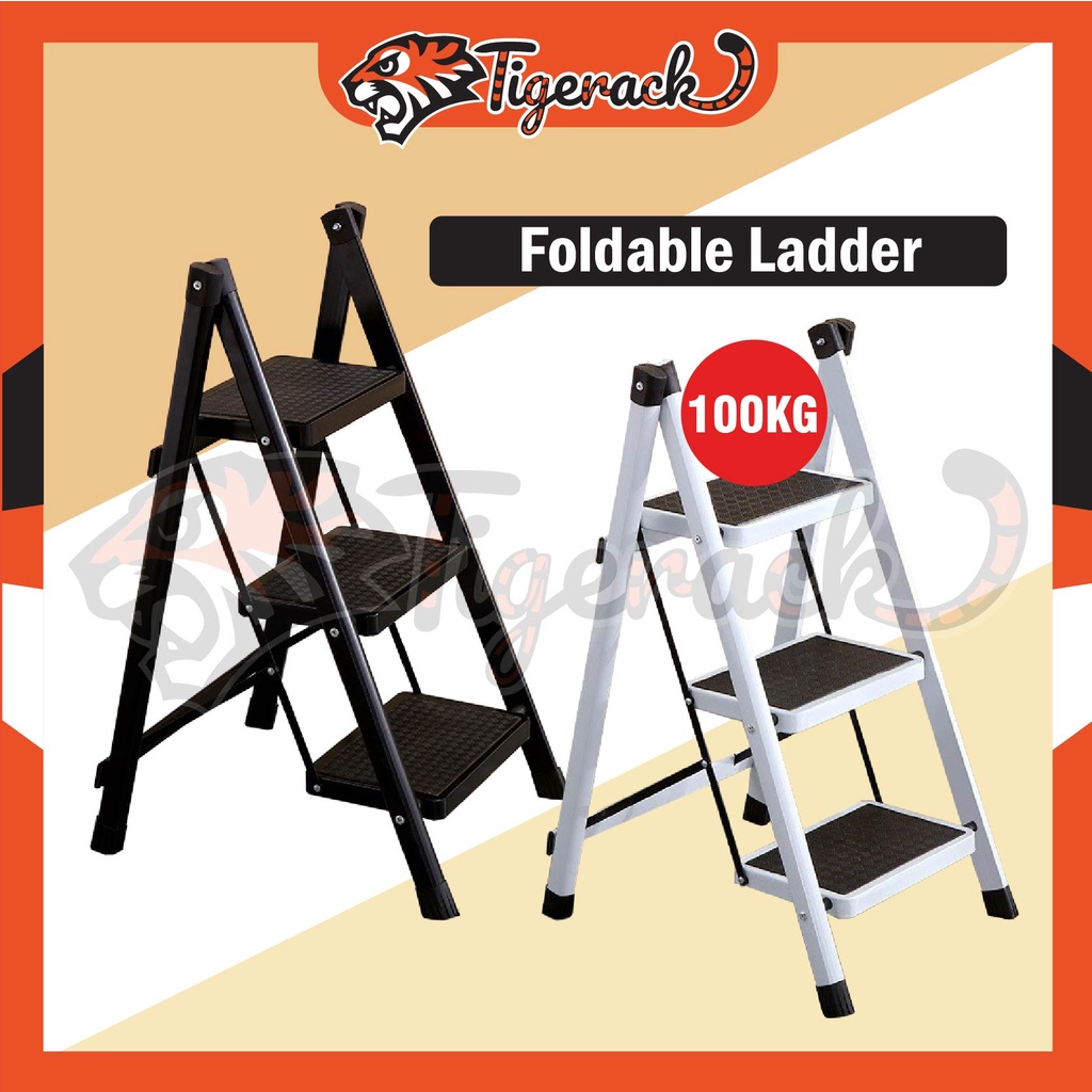 TIGERACK [High Quality] Foldable Ladder 3 Step Ladder Steel Ladder ...
