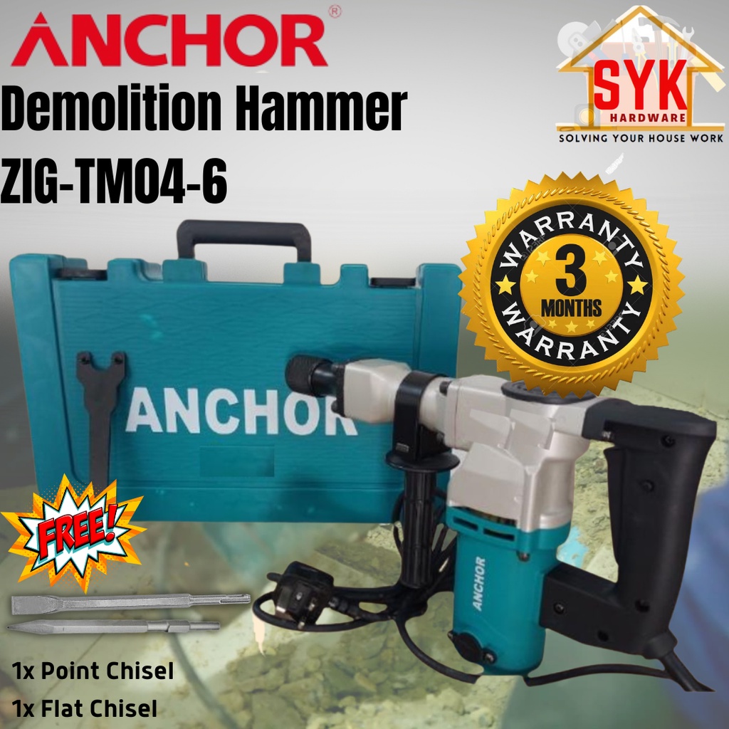 SYK ANCHOR ZIG-TM04-6 Demolition Hammer Power Tools Hacker Hammer Drill Mesin Pecah Batu Mesin ...