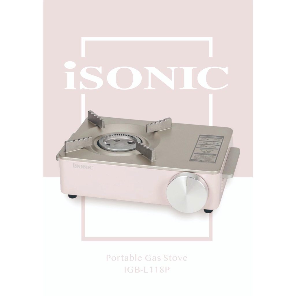 iSONIC MODERN PORTABLE GAS STOVE IGB-L118P (CREAMY WHITE / PINK / LIGHT ...