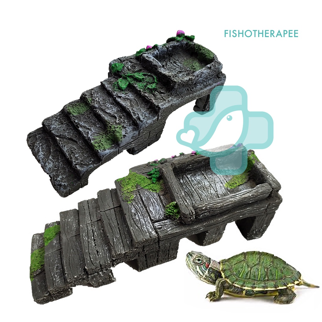 Aquarium Resin Stairs Decoration Tortoise Turtle Stand Platform Basking ...
