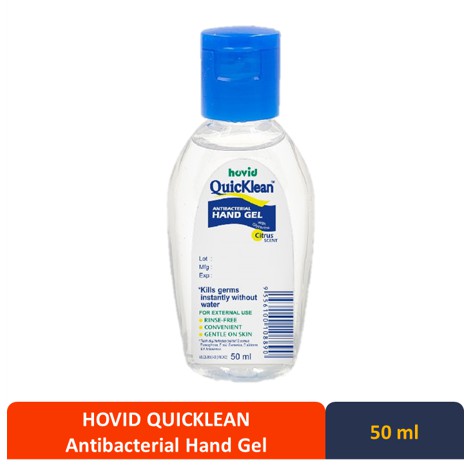 Hovid QuicKlean Antibacterial Hand Gel 50ml (Exp: 3/2025) | Shopee Malaysia