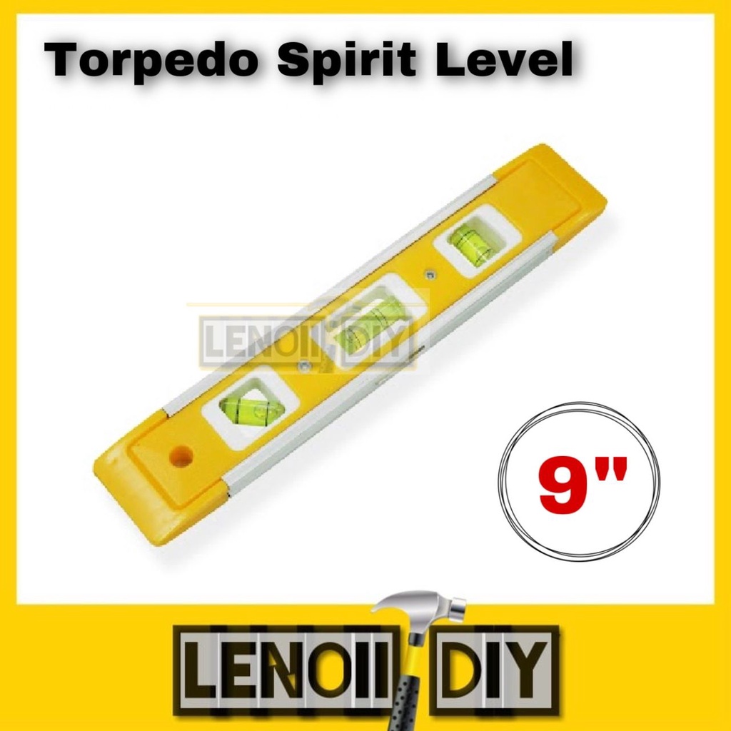 9" inch Torpedo Magnetic Water Level Timbang Air Spirit Level Ruler 平水尺 ...