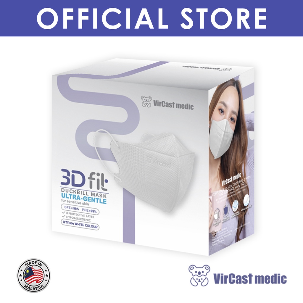 Vircast Medic 3D Mask - White (30 Pcs/Box) | Shopee Malaysia