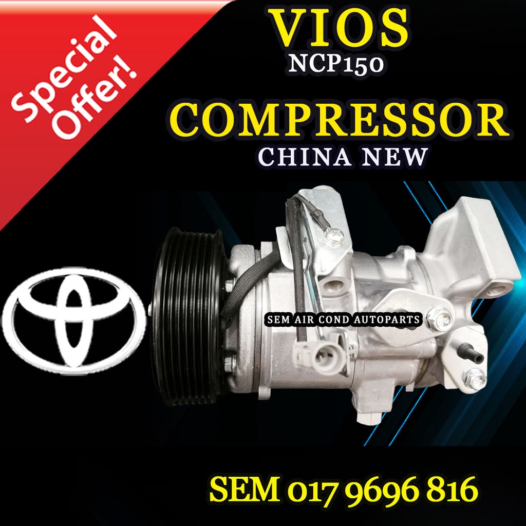TOYOTA VIOS NCP150 2013-2017 YEAR 4PK CHINA NEW COMPRESSOR/ KOMPRESOR ...