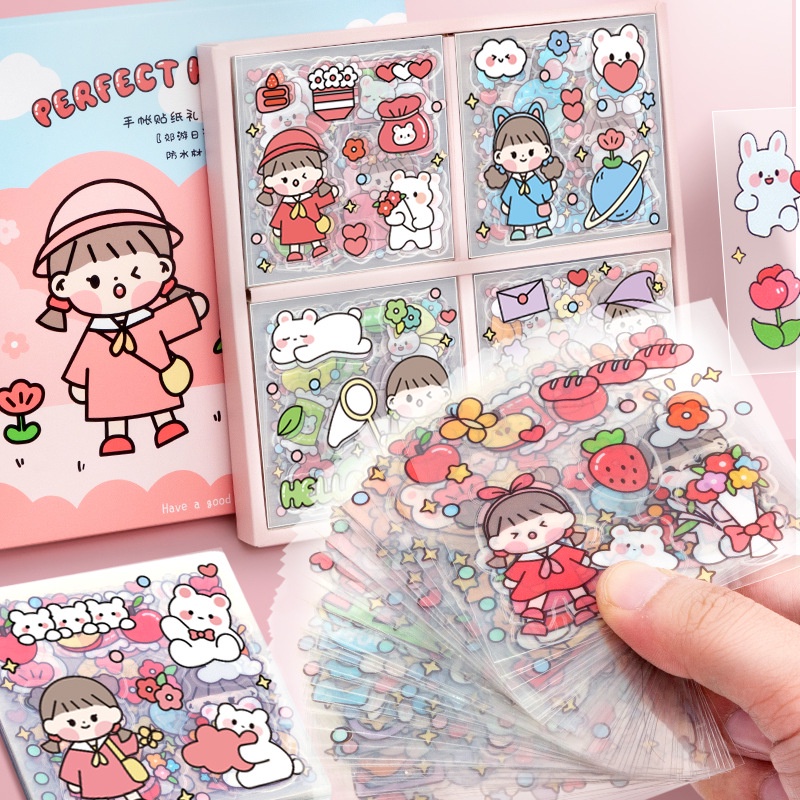 100Pcs/Set Perfect Holiday Cute Stickers Box Kawaii PET Waterproof ...