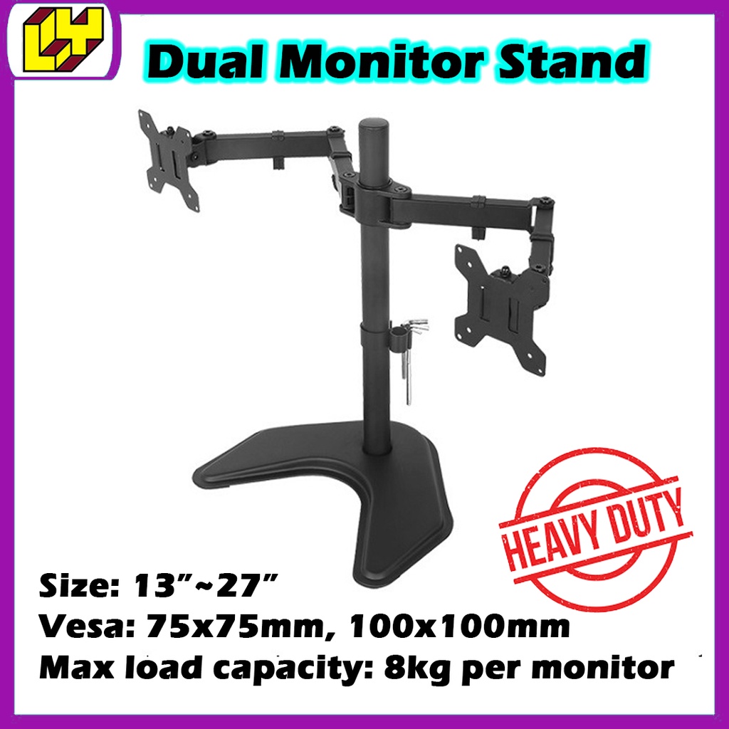 Dual Monitor Mount for 2 Monitor Dual Arm 17-inch to 30-inch VESA Plate ...