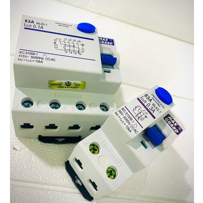 SIRIM MAXGUARD DB BOX - ELCB 40A/63A (RCCB) ‖ MINIATURE CIRCUIT BREAKER 1/3 PHASE 电表断路器 总头 ...