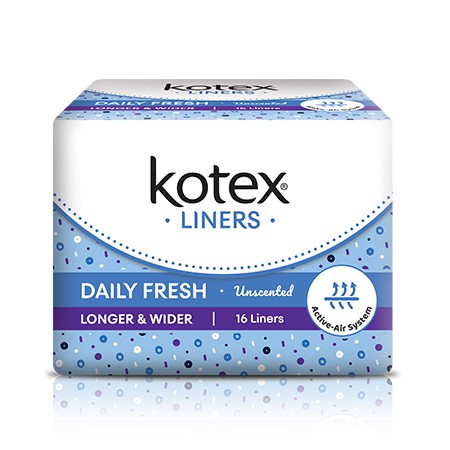 Kotex Liners Unscented Daily Fresh Regular 16'S / Longer & Wider 14'S ...