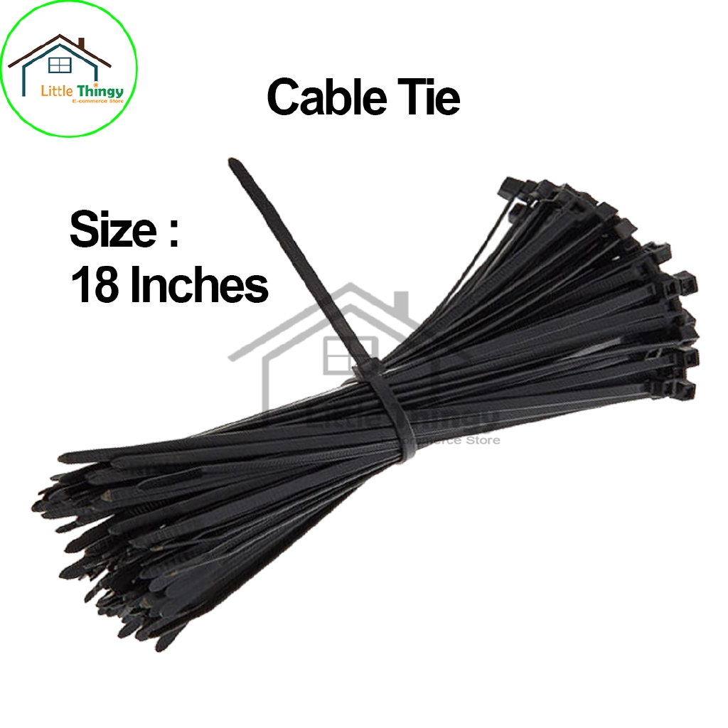 18 Inches (450mm) x 7.6mm 100pcs Nylon Black Cable Tie PVC Management Self-Locking Wire Ties ...
