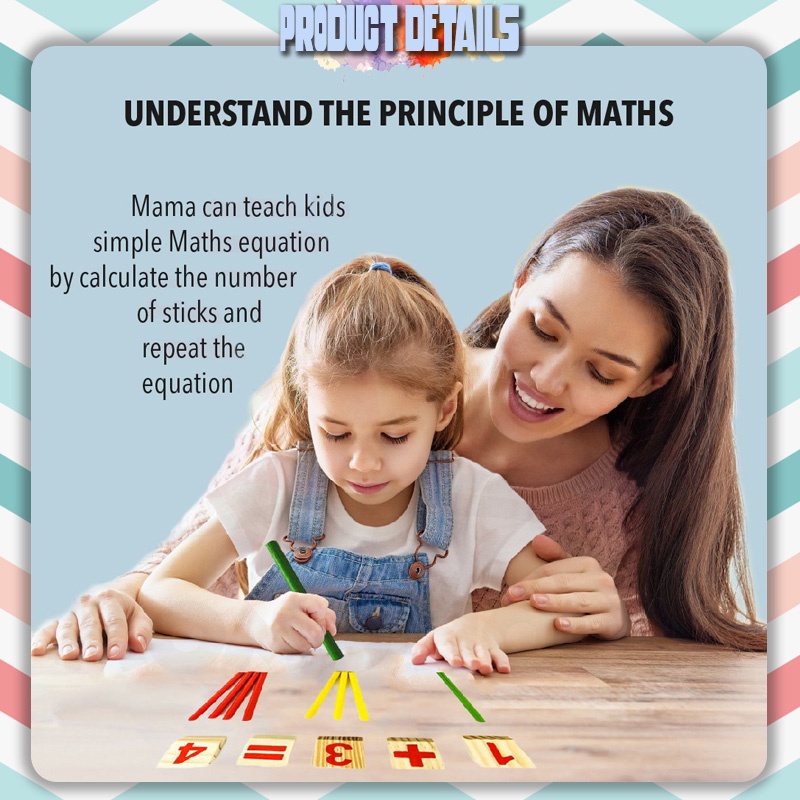 [Little B House] Wooden Mathematical Intelligence Stick Number Card ...