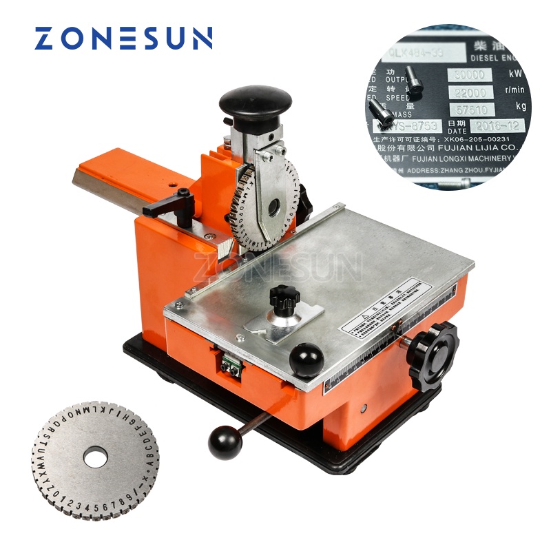 ZONESUN Manual Steel Embossing Machine Metal Engraver for Nameplate Dog ...