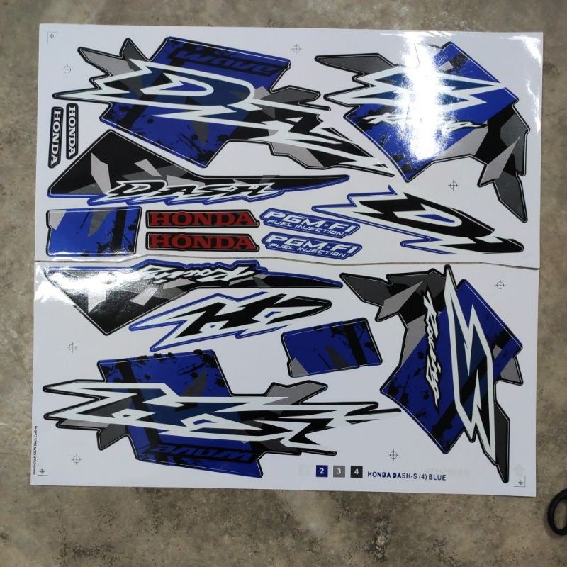 Stiker sticker body stripe cover set (4) honda wave dash110v3 dash fi ...