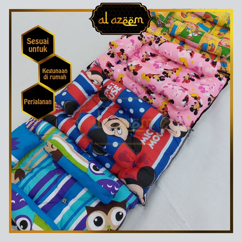 Set Tilam Kekabu Bayi Tebal Gebu 4 in 1 Bantal Sarung Baby | Shopee ...