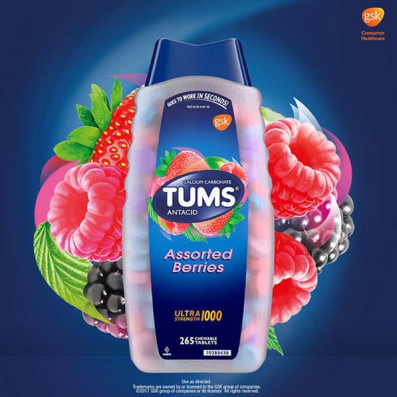 TUMS Ultra Strength Chewable tablet, Assorted 265 Chewable tablets ...
