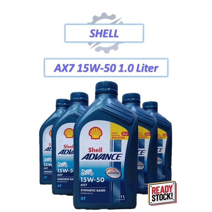 Original Shell Advance AX7 15W-50 1L /1.0 Liter 4T Engine Oil / Minyak ...