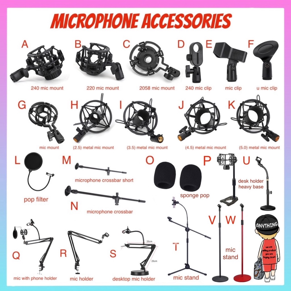 Microphone Accessories Mic Holder Mic Stand Mic Mount Metal Pop Filter ...