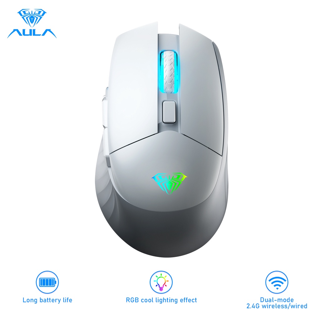 AULA SC520 RGB Dual-mode 2.4G Wirelees Type-C Wired Gaming mouse 10000 DPI Ergonomic Design For ...
