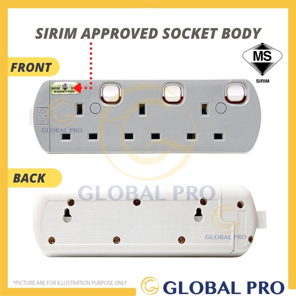 [SIRIM] UMS 13A 2 Yard Trailing Plug Extension Electric Power Portable ...