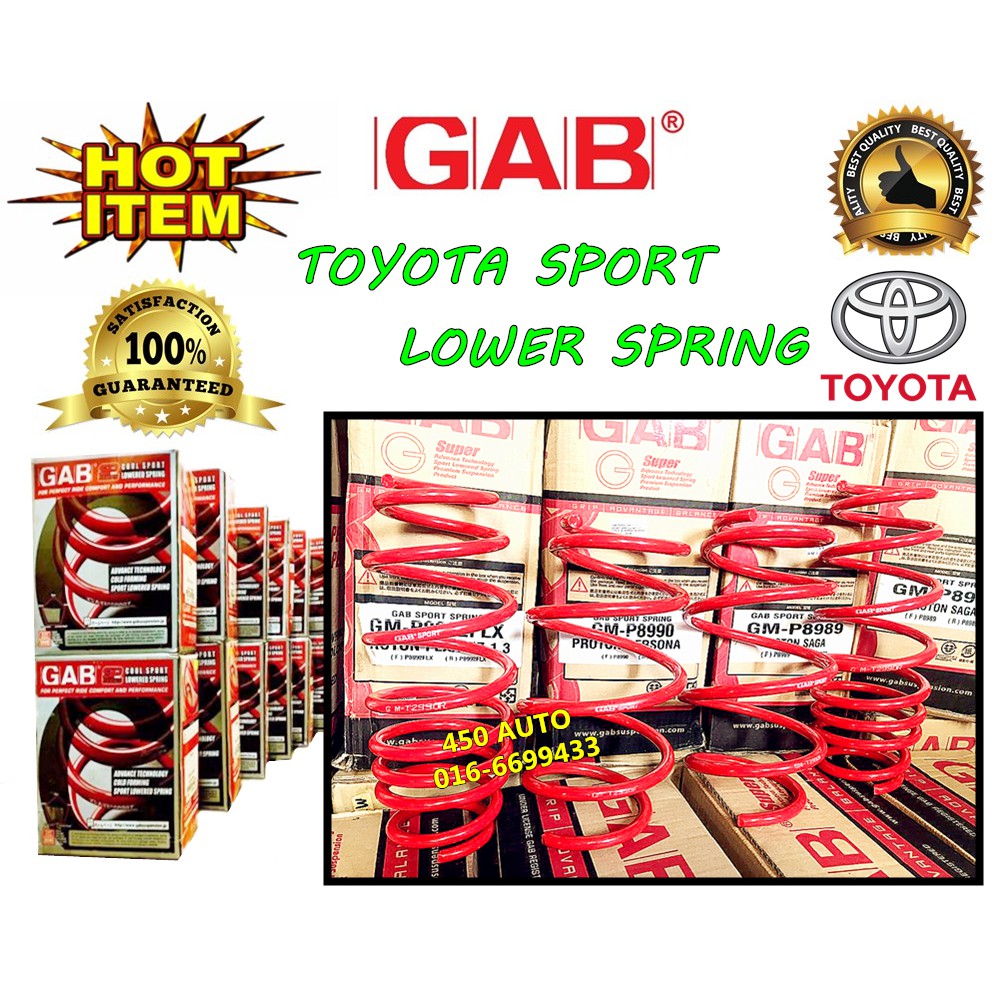 TOYOTA GAB SPORT LOWER SPRING SET FOR NCP 93 VIOS ALTIS AVANZA CAMRY ...
