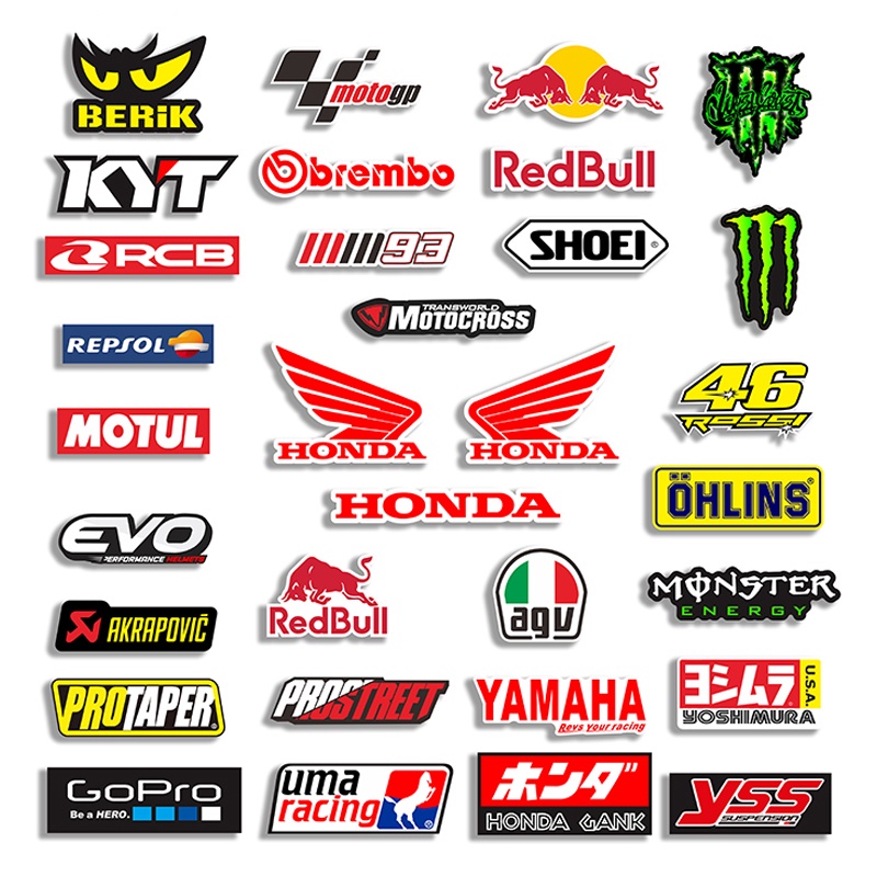 Racing Sponsor Helmet motorcycle decorative decals reflective sticker ...