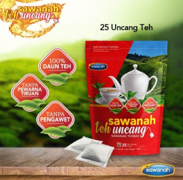 Sawanah Teh Uncang / Tea bag 100% Daun Teh Asli Tanpa Pewarna dan ...