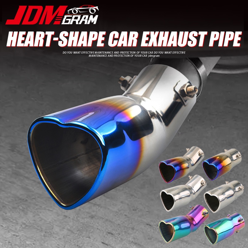 JDMGRAM Heart Shape Car Exhaust Muffler Pipe Stainless Steel Auto ...