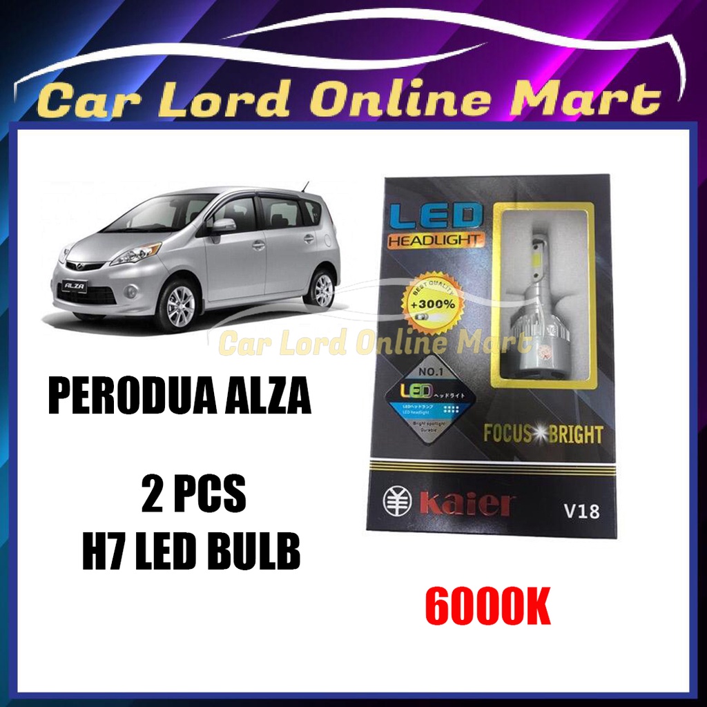 Perodua ALZA LED Headlight H7 Kaier 1 Pair 6000K WHITE Bright Putih ...